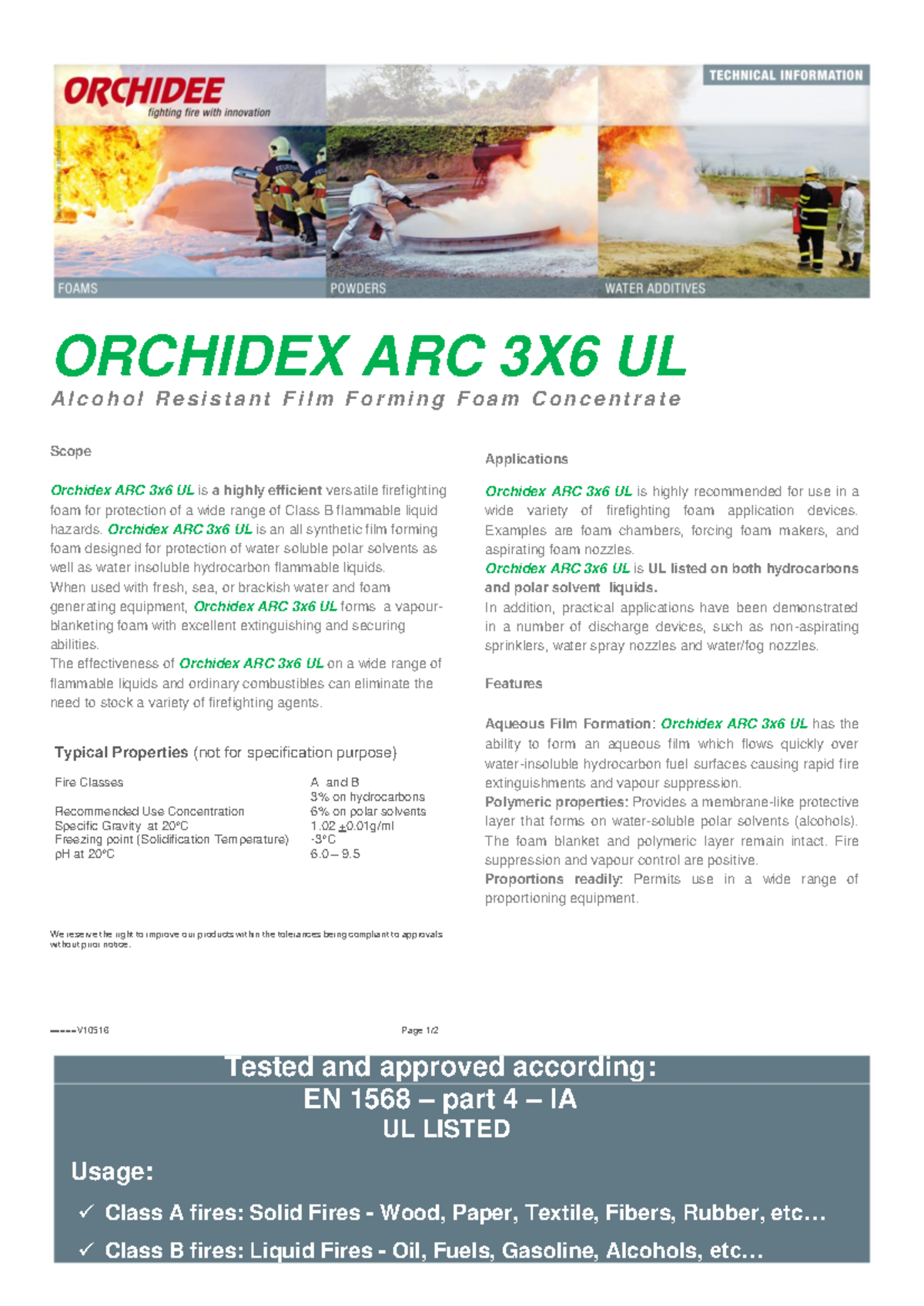 TDS Orchidex ARC 3X6 UL AFFF Firefighting Foam Concentrate Overview ...