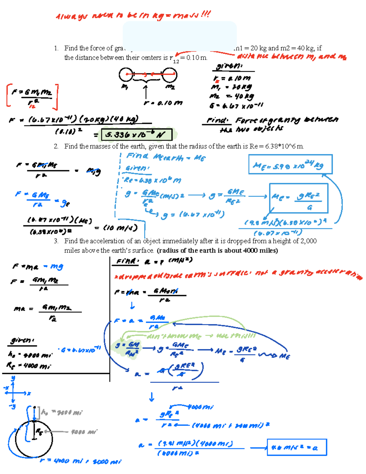 Gravitation Summary - Physics - Physics 8A - Introductory Physics Topic ...