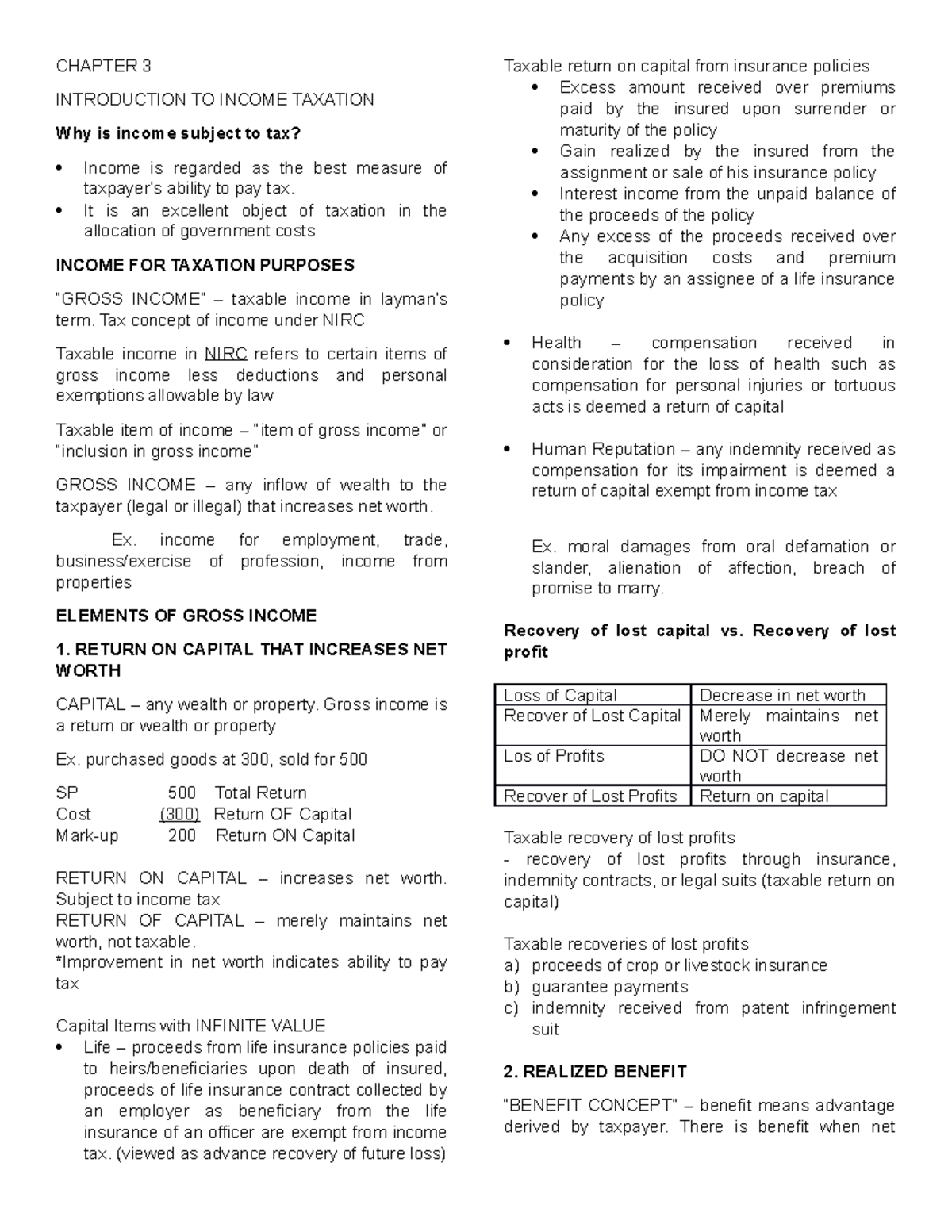 Chapter 3 - Income Taxation Overview and Key Concepts Notes - Studocu