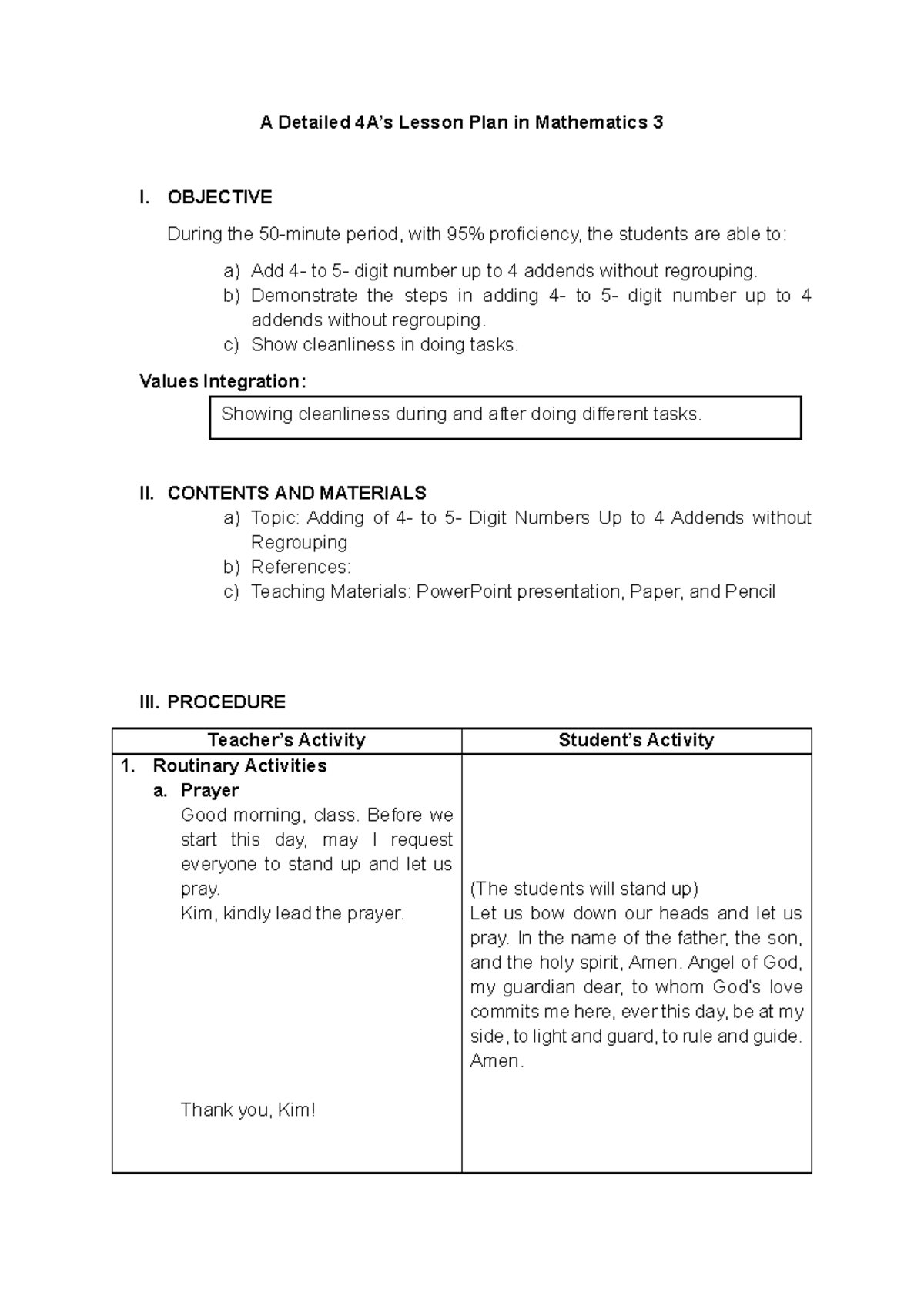 Math-3 Lesson Plan - A Detailed 4A’s Lesson Plan in Mathematics 3 I ...