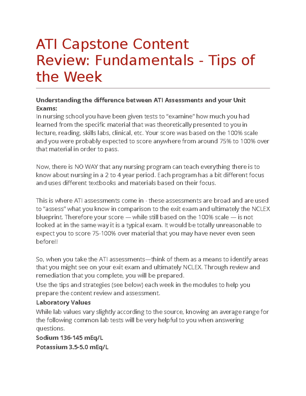 ATI Capstone Content Review: Nursing Fundamentals & Pharmacology Guide ...