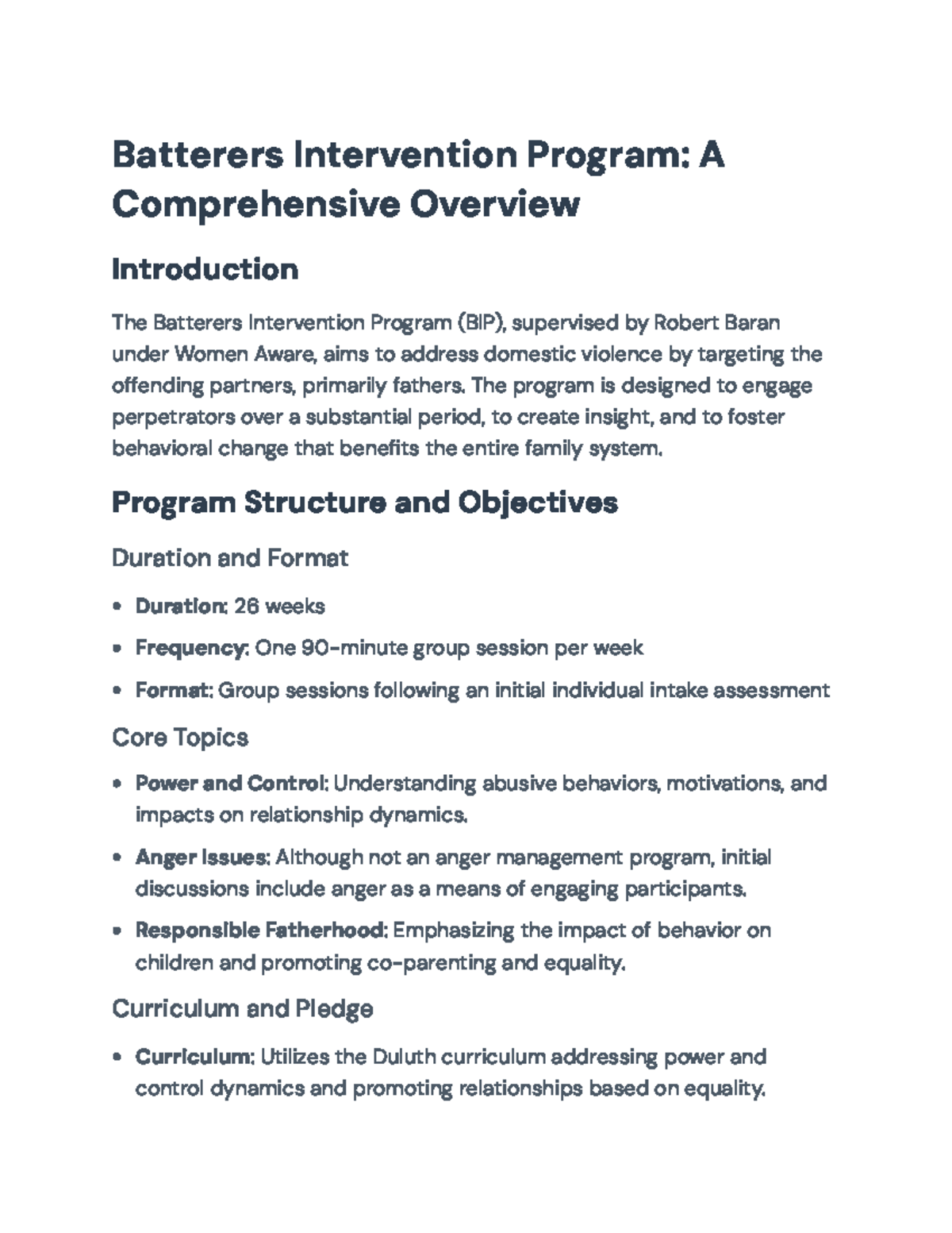 Batterers Intervention Program Overview: Addressing Domestic Violence ...