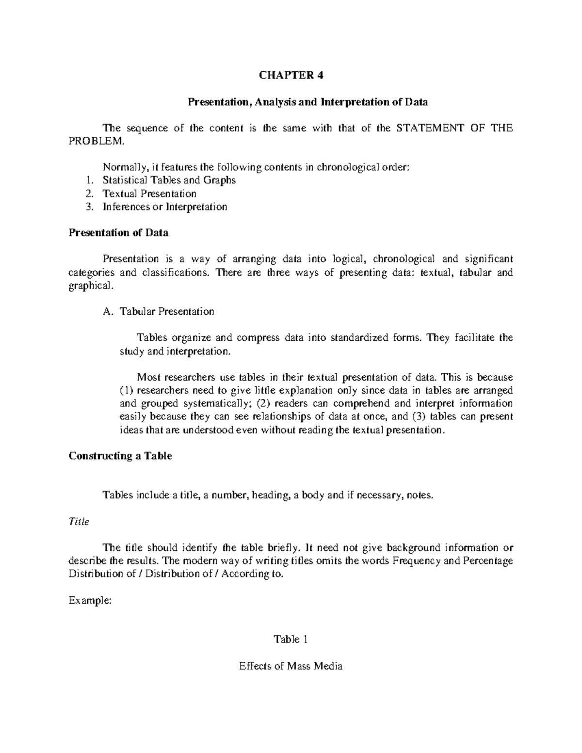 Chapter 4: Presentation, Analysis, and Data Interpretation Guide - Studocu
