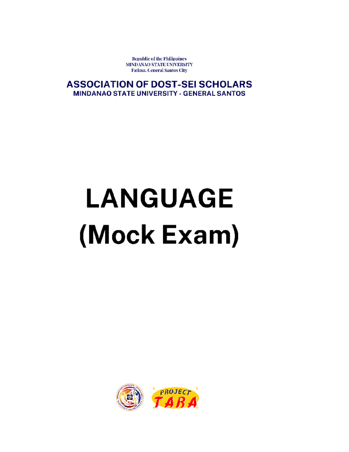 Mock Exam (Language) - Analogy and Comprehension Questions 2026-2027 ...