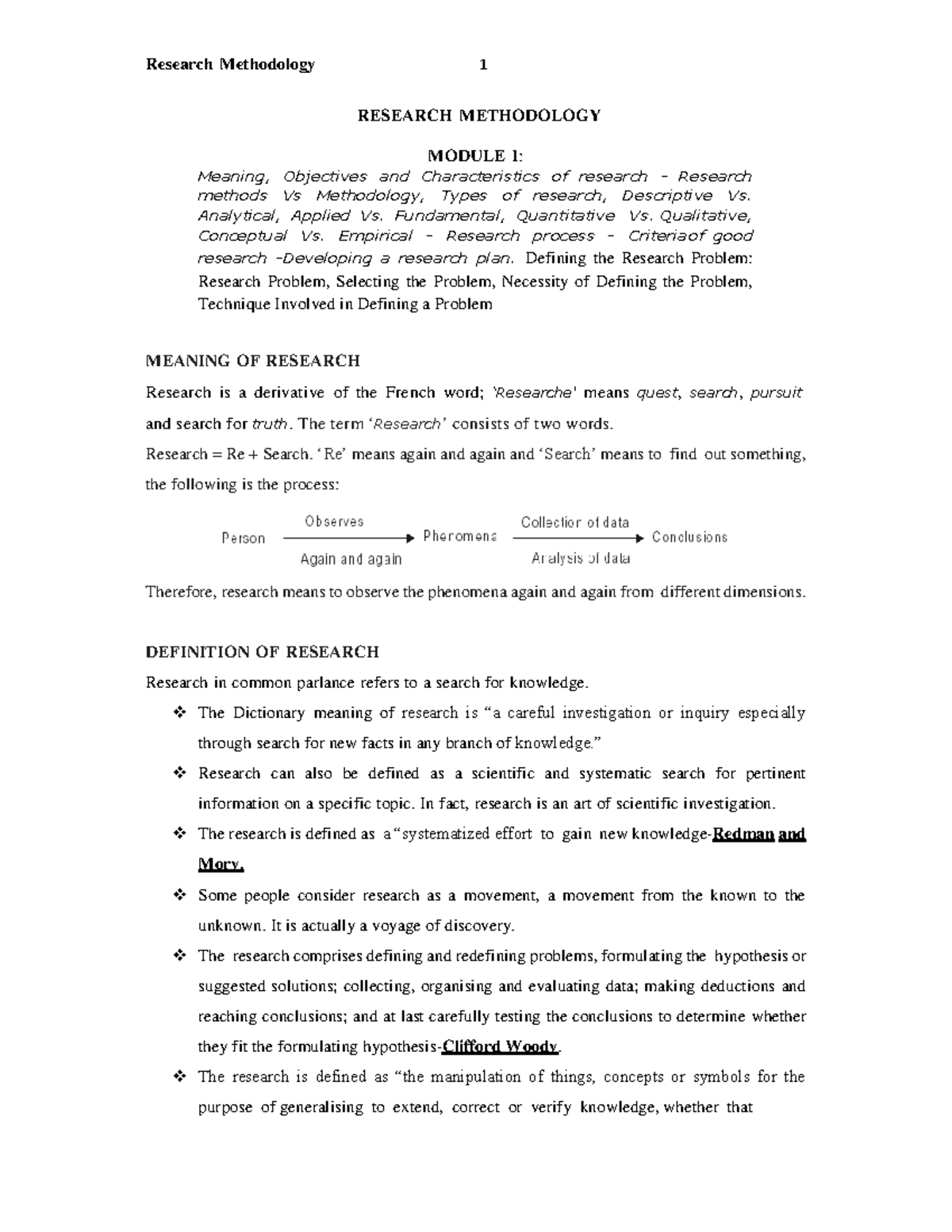 Research Methodology: Understanding Module 1 Concepts and Definitions ...