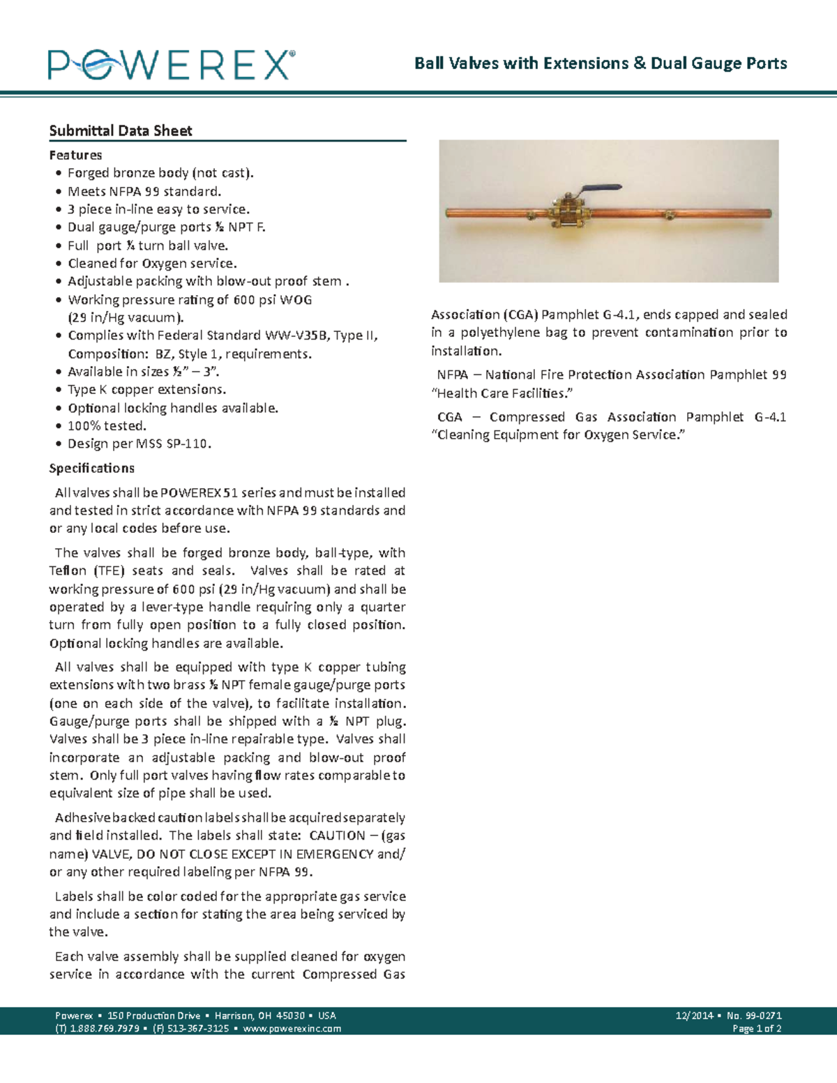 PX 99 0271 Ball Valve Data Sheet: Features & Specifications - Studocu