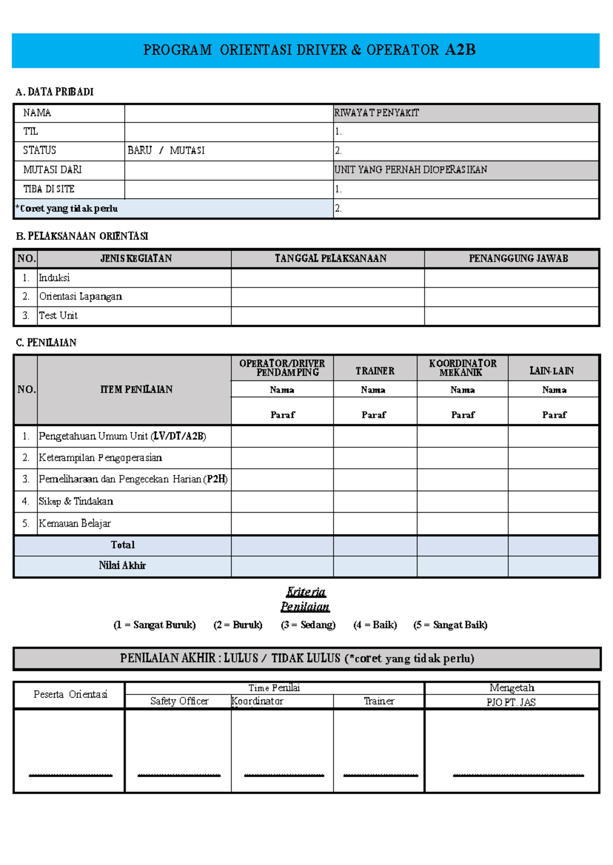 A2B Driver Operator Orientation Program - Inspection Document - Studocu