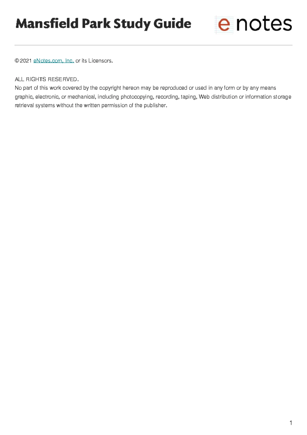 MANSFIELD PARK Study Guide: Key Themes & Chapter Summaries - Studocu