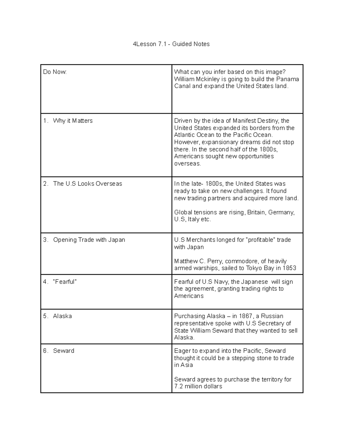 Expansionism and Manifest Destiny: Guided Notes on U.S. History (AP ...