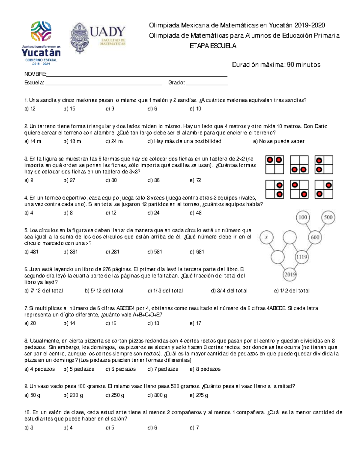 Ejercicios de Matemáticas - Olimpiada Mexicana 2019-2020 - Studocu