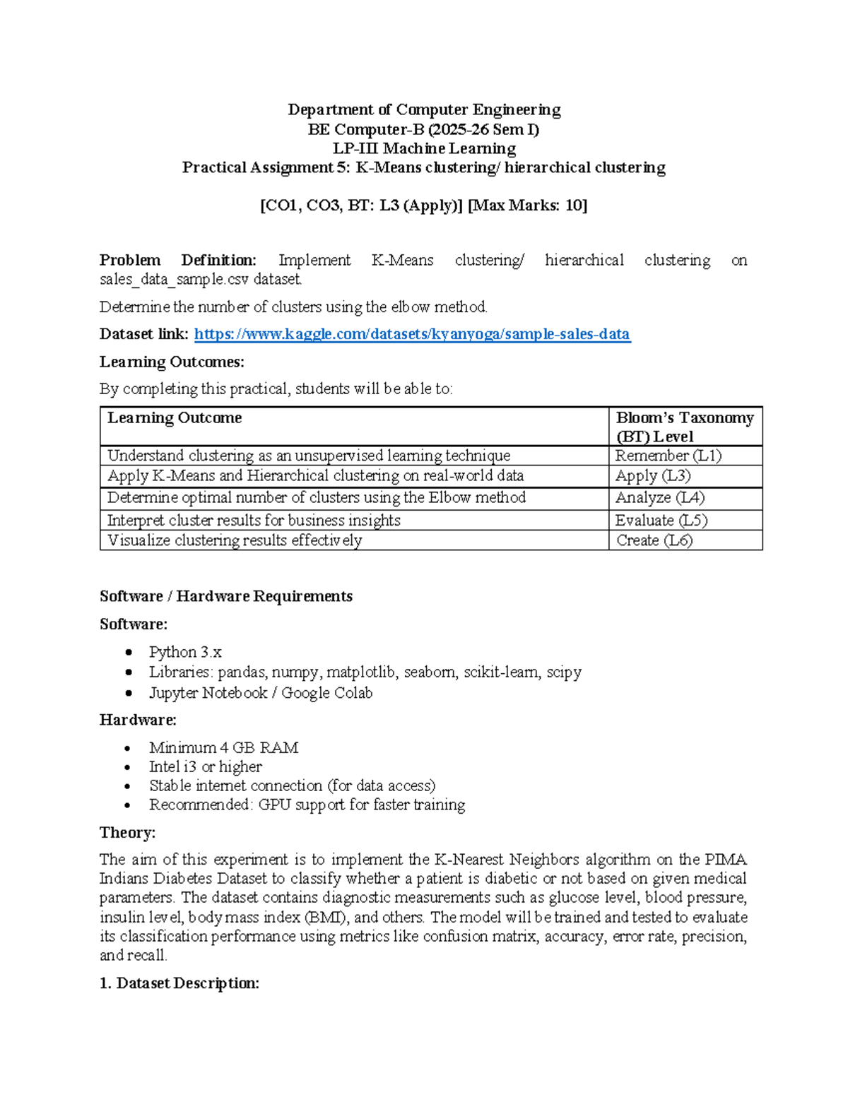 LP-III Machine Learning Assignment 5: Hierarchical Clustering Lab ...
