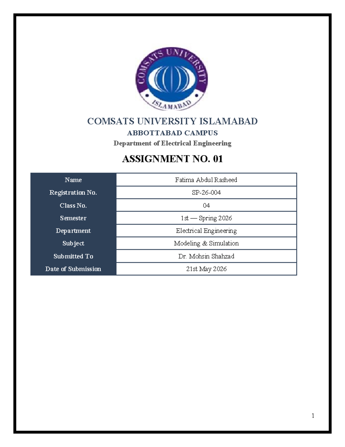 SP-26-REE-004 Modeling Assignment 1: Mathematical Modeling of Viscous ...