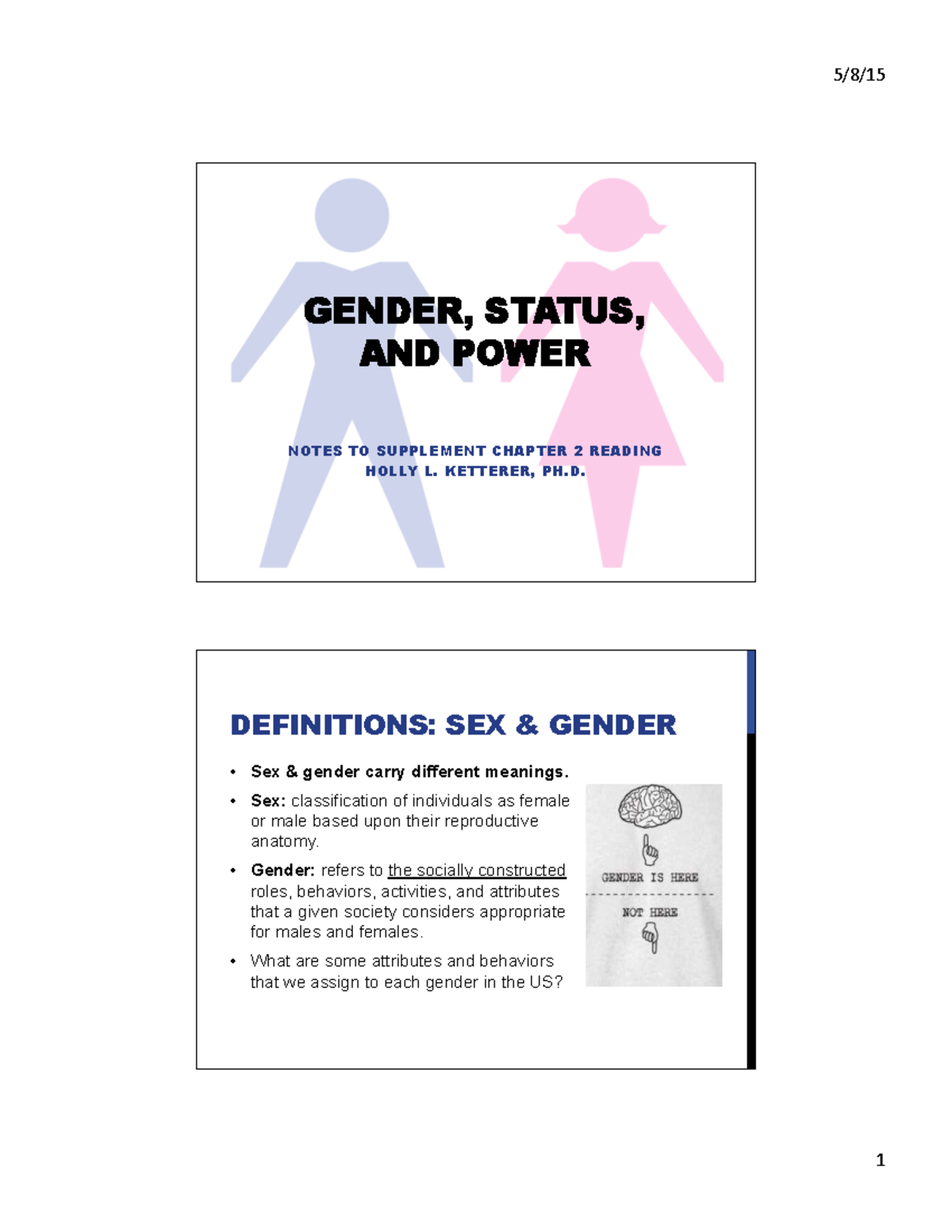 PSY334 Chapter 2: Gender, Status, and Power Notes - Studocu