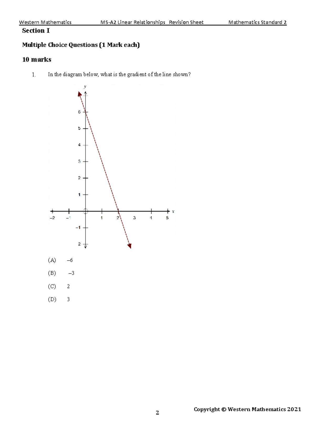 Mathematics Standard 2 Linear Relationships Revision Questions - Studocu