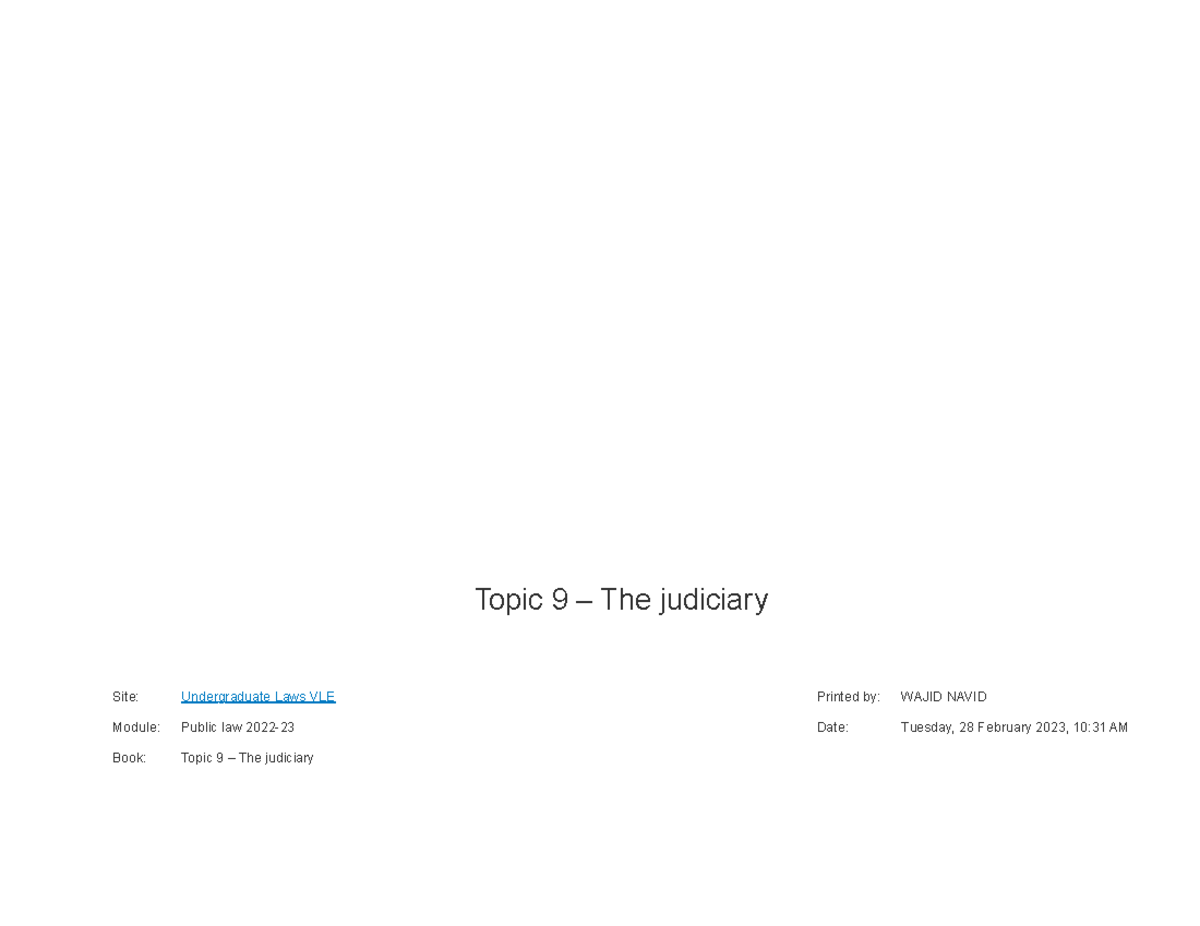 Topic 9: The Judiciary - Public Law Overview and Key Concepts - Studocu