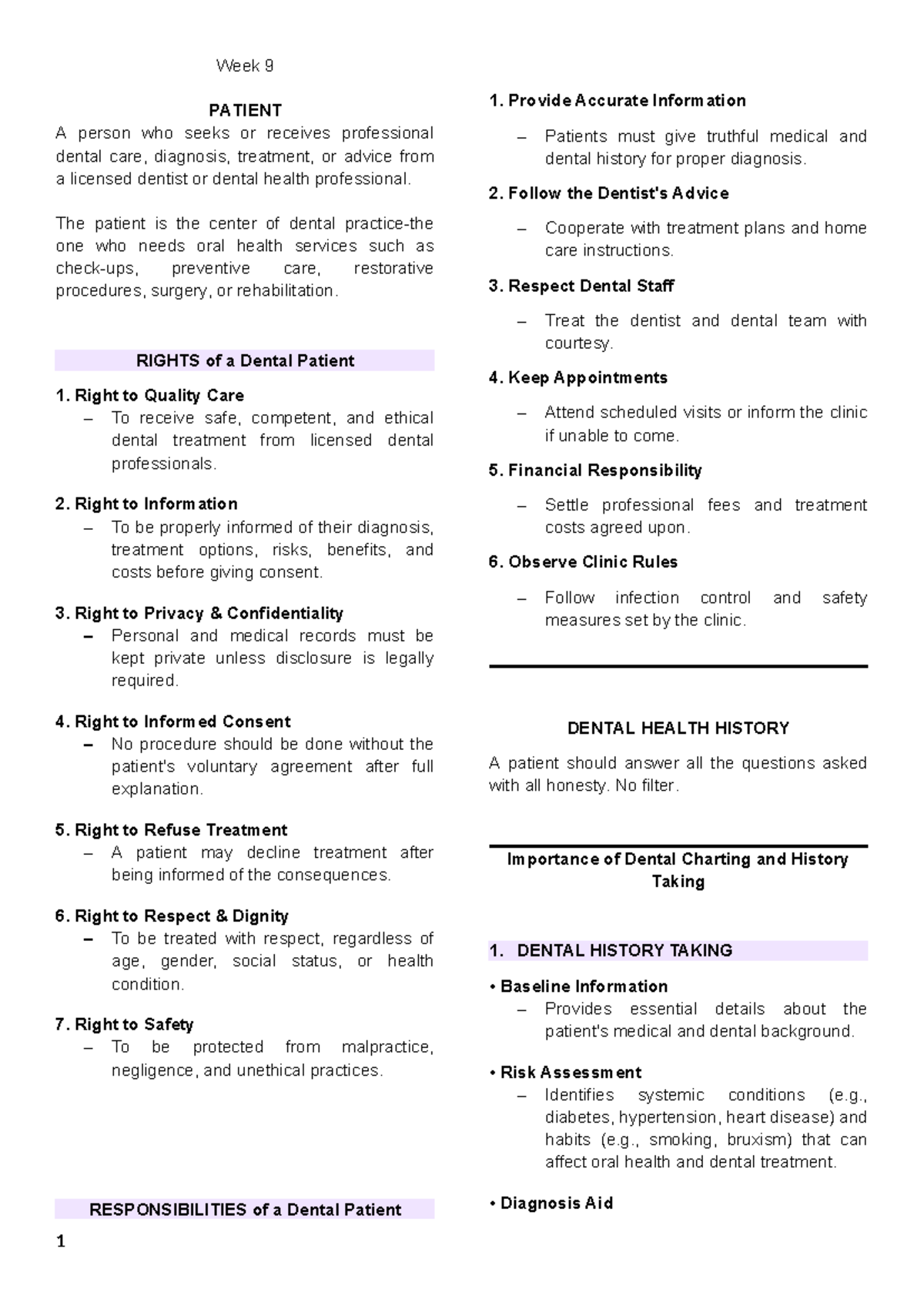 Week 9-11: Patient Rights, Responsibilities & Communication in ...