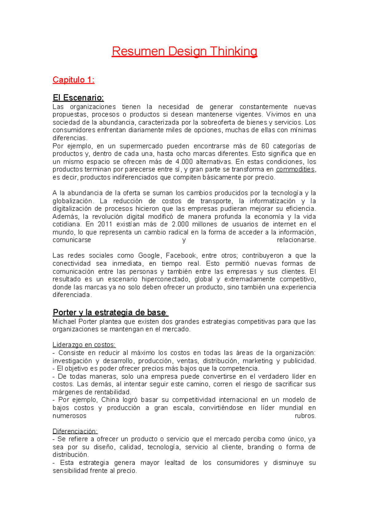 Resumen Design Thinking Capítulo 1: Estrategias y Conexiones - Studocu