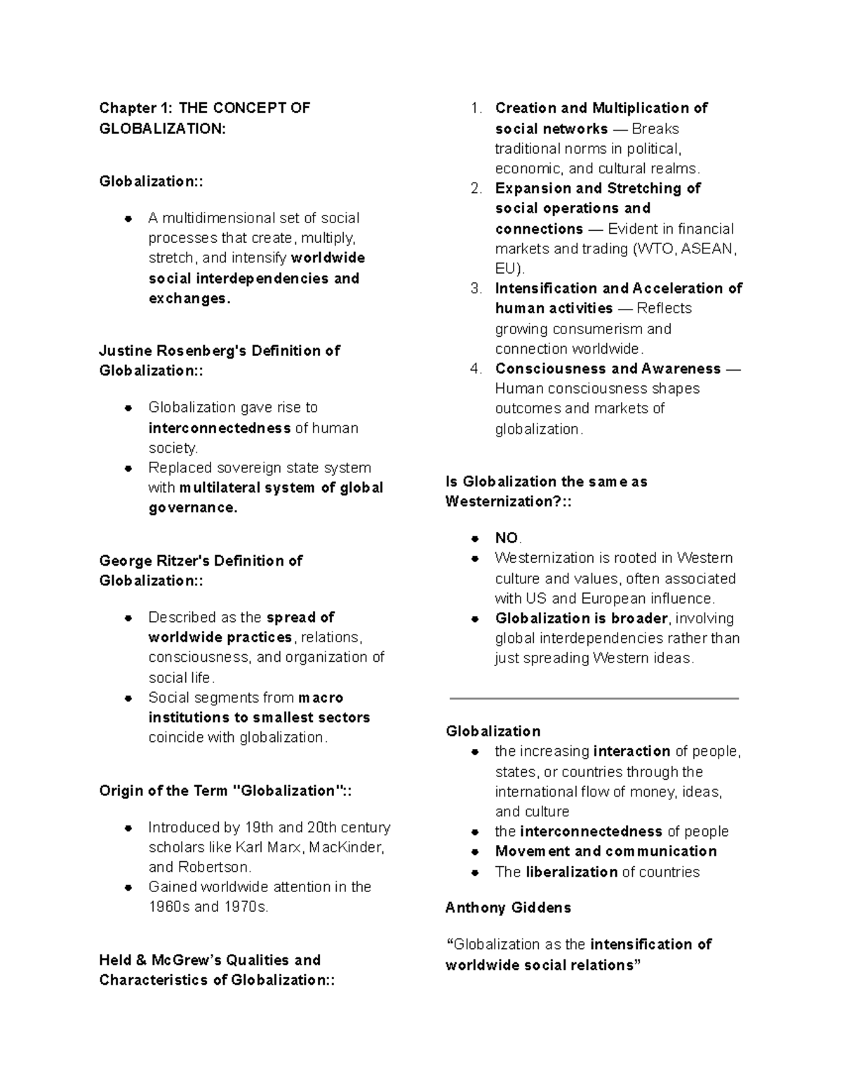 SS1D Chapter 1-4: Globalization Concepts and Key Characteristics Review ...