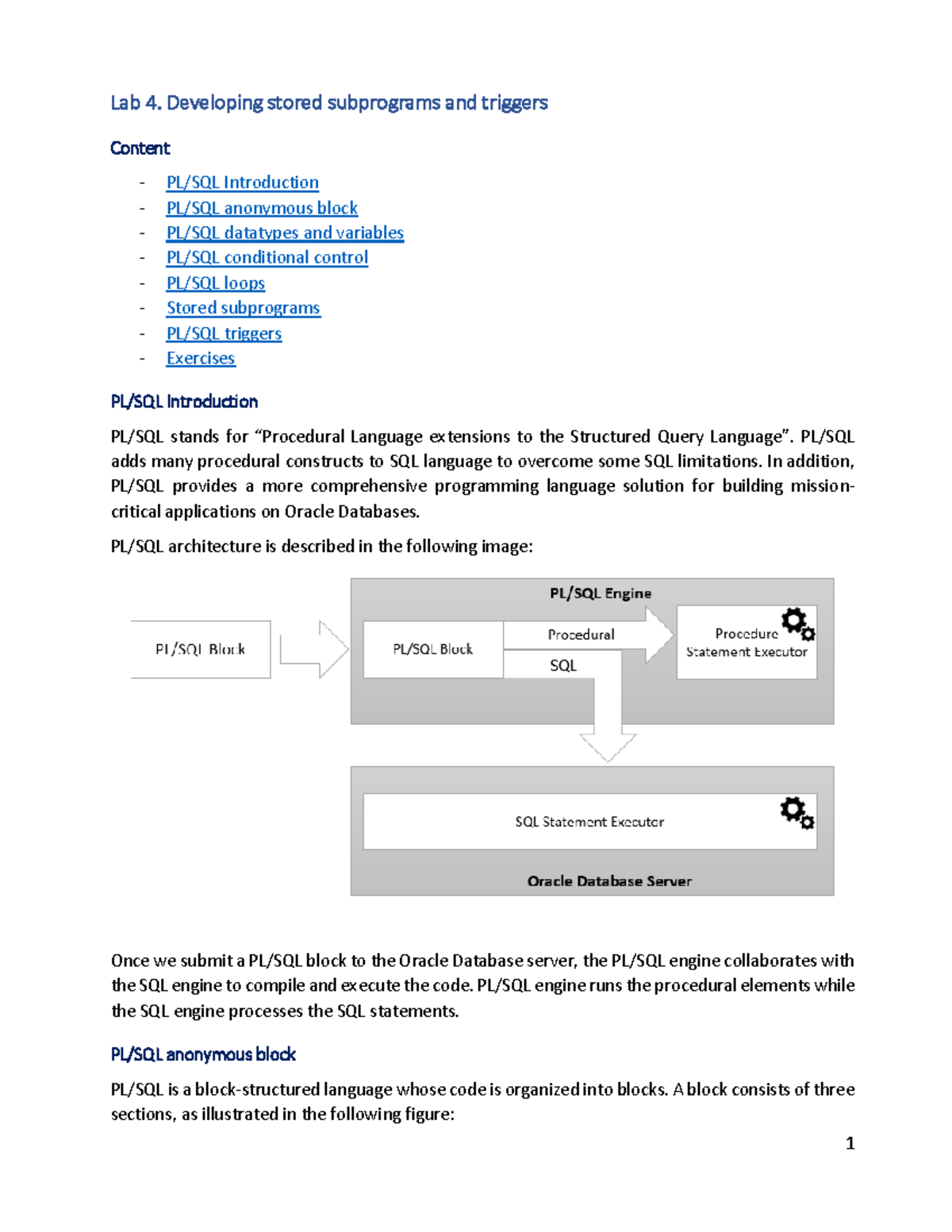 Lab4. Stored subprograms and triggers - Lab 4. Developing stored subprograms and triggers ...