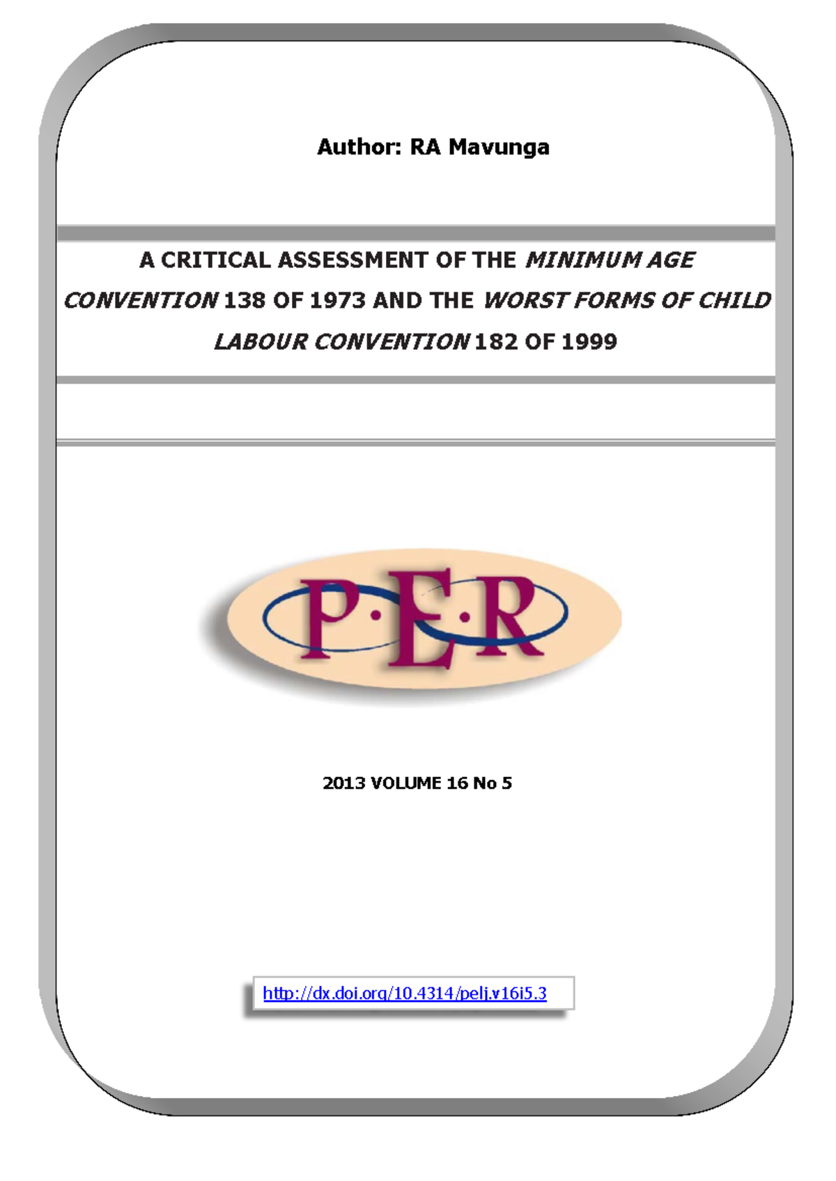 A Critical Assessment of ILO Conventions 138 and 182 on Child Labour ...