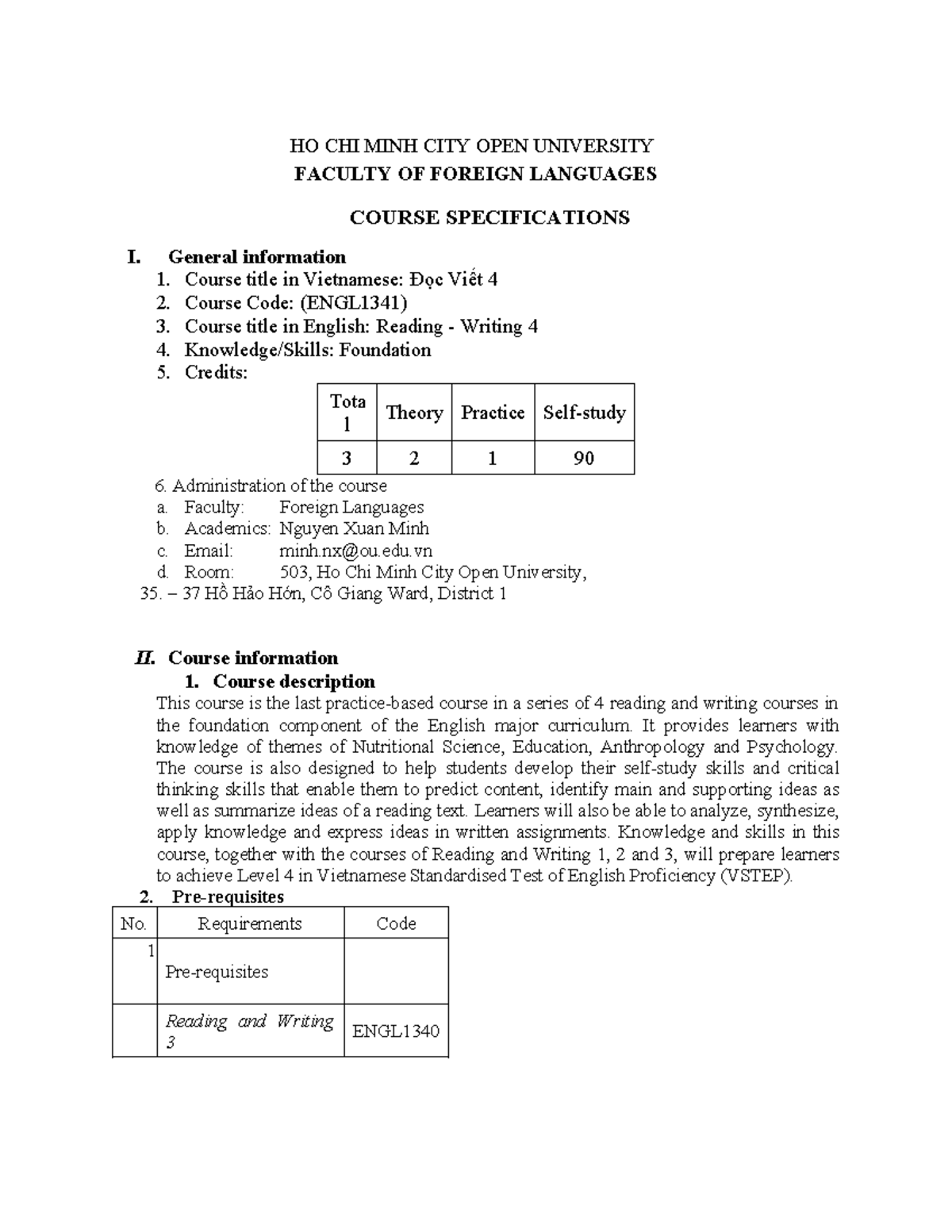 ENGL1341: Reading and Writing 4 Course Syllabus Overview - Studocu