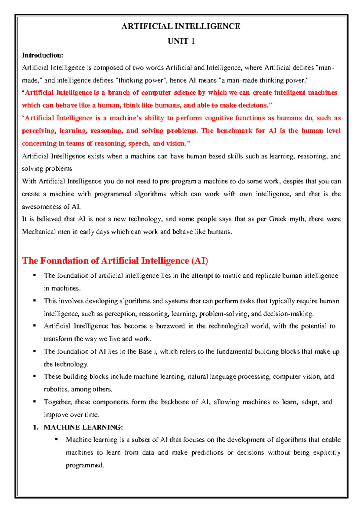 AI 101: Introduction to Artificial Intelligence Concepts and Foundations - Studocu