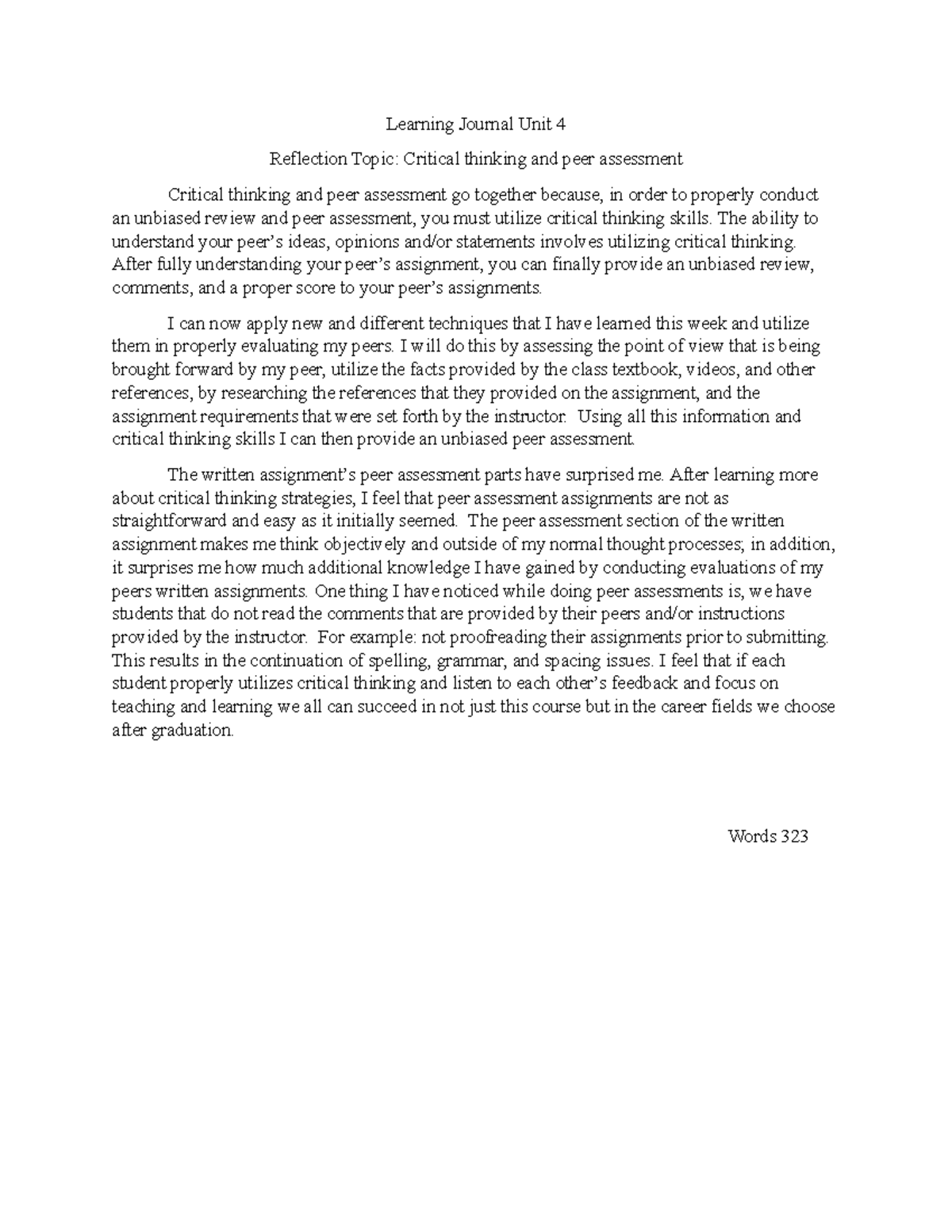 Learning Journal number 4 narrative - Learning Journal Unit 4 ...