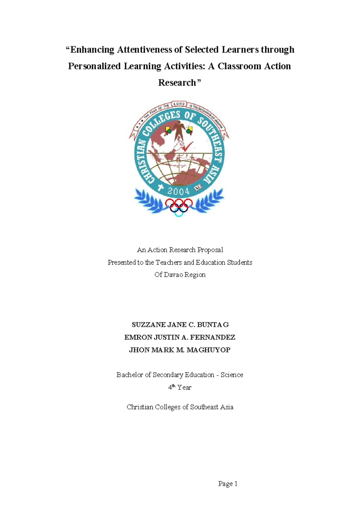 CBAR Action Research Proposal: Enhancing Grade 7 Learners ...