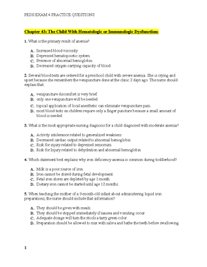 Peds exam 1 - Practice questions to Exam #1 for peds. - PEDS EXAM The ...