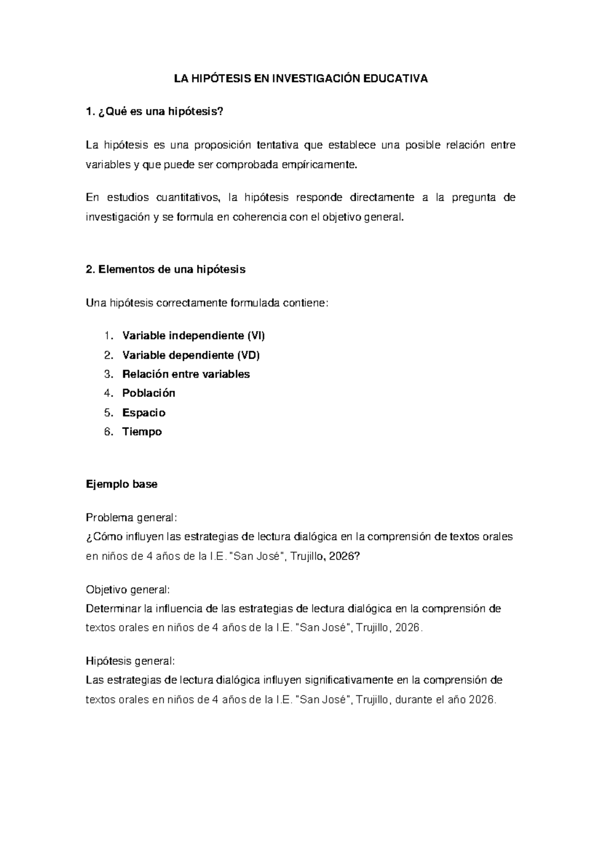 Hipótesis en Investigación Educativa: Estrategias y Ejemplos - Studocu
