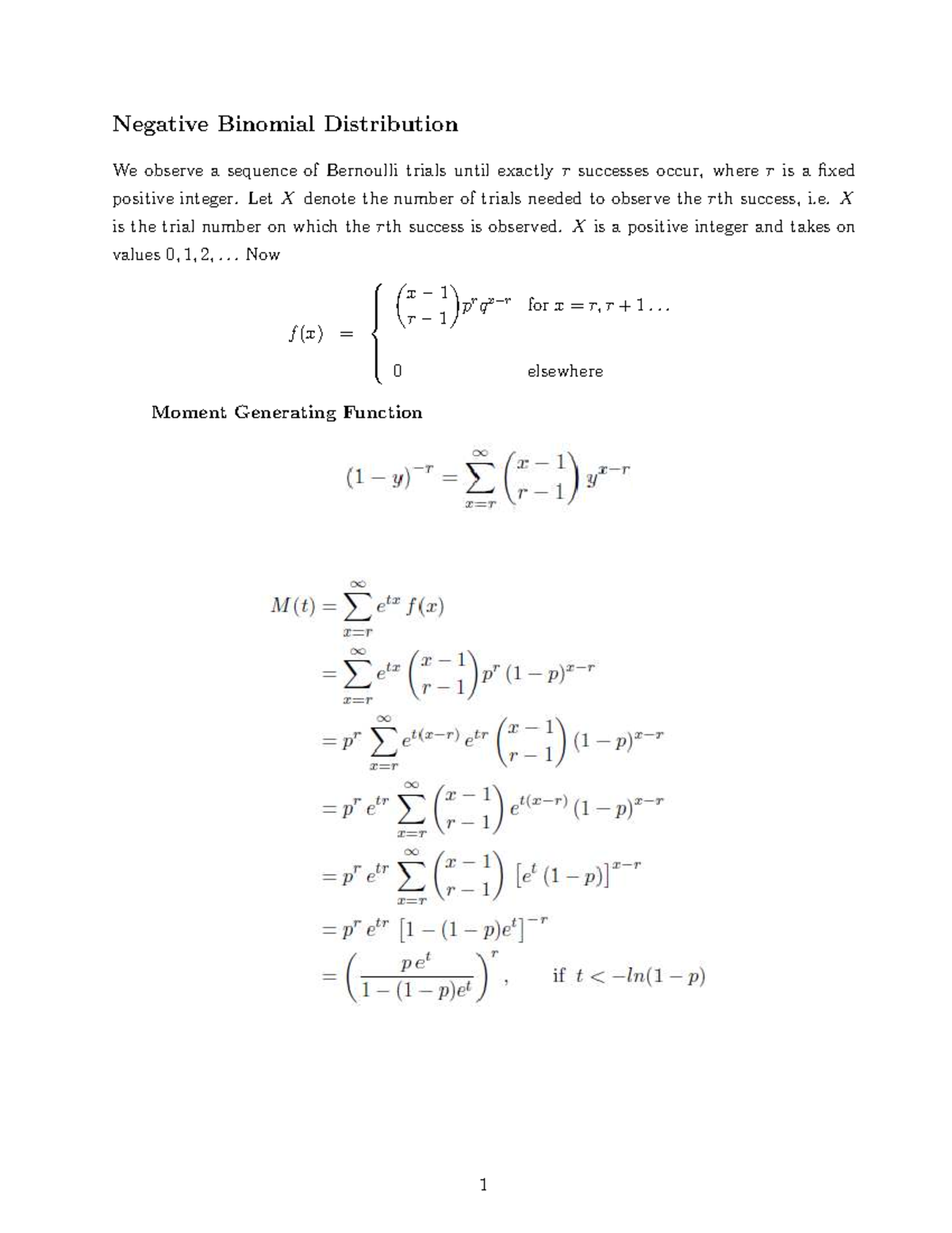 Mgf Negative Binomial - Stat - Negative Binomial Distribution We ...