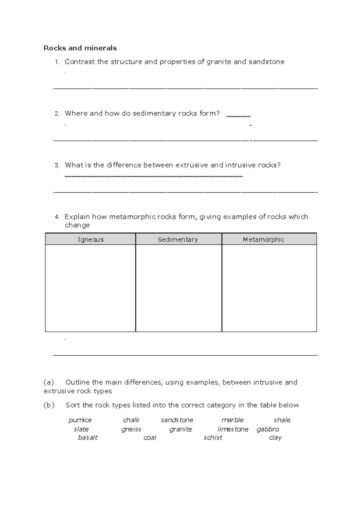 6. Rocks and Minerals - Lecture Notes on Types and Extraction Processes ...