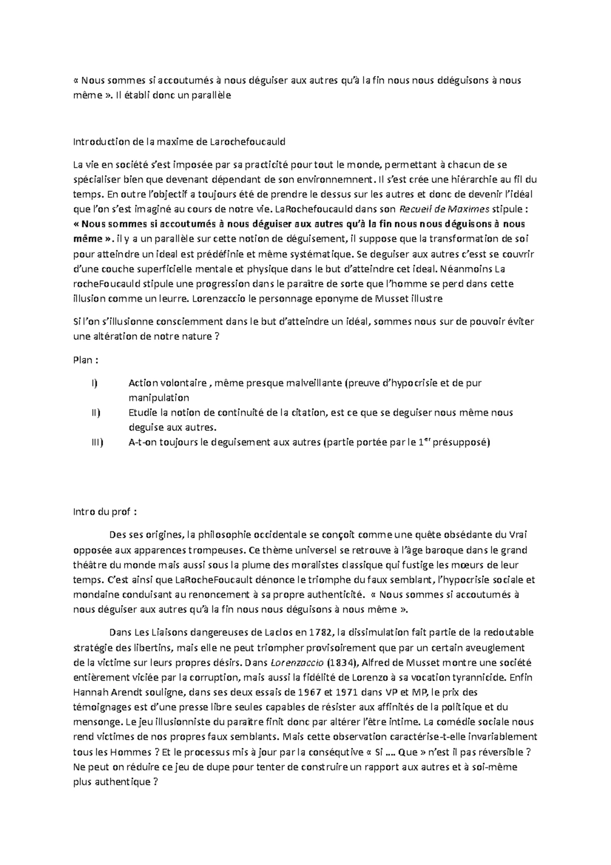 Postambule - fiche oral français sur olympe de gouges - Objet d’étude n ...