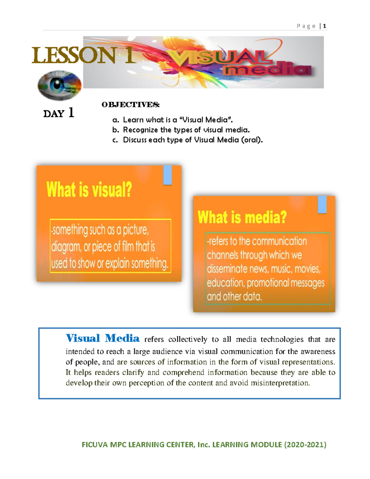 Grade-SIX- Module - Quiz & Worksheet on Visual Media Concepts - Studocu