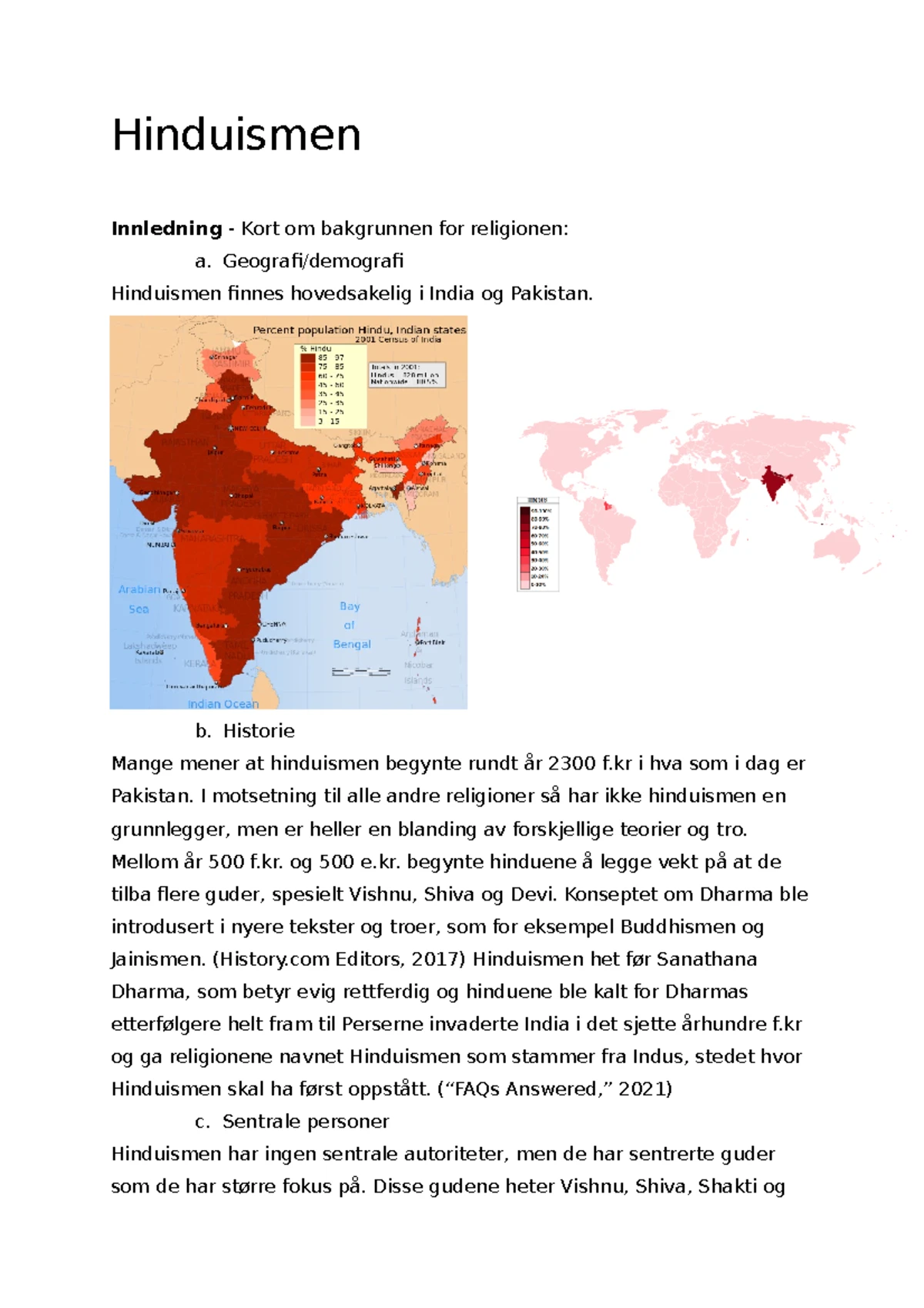 HIND1002: Hovedtemaer og Sammenligninger i Hinduismen og Kristendommens ...