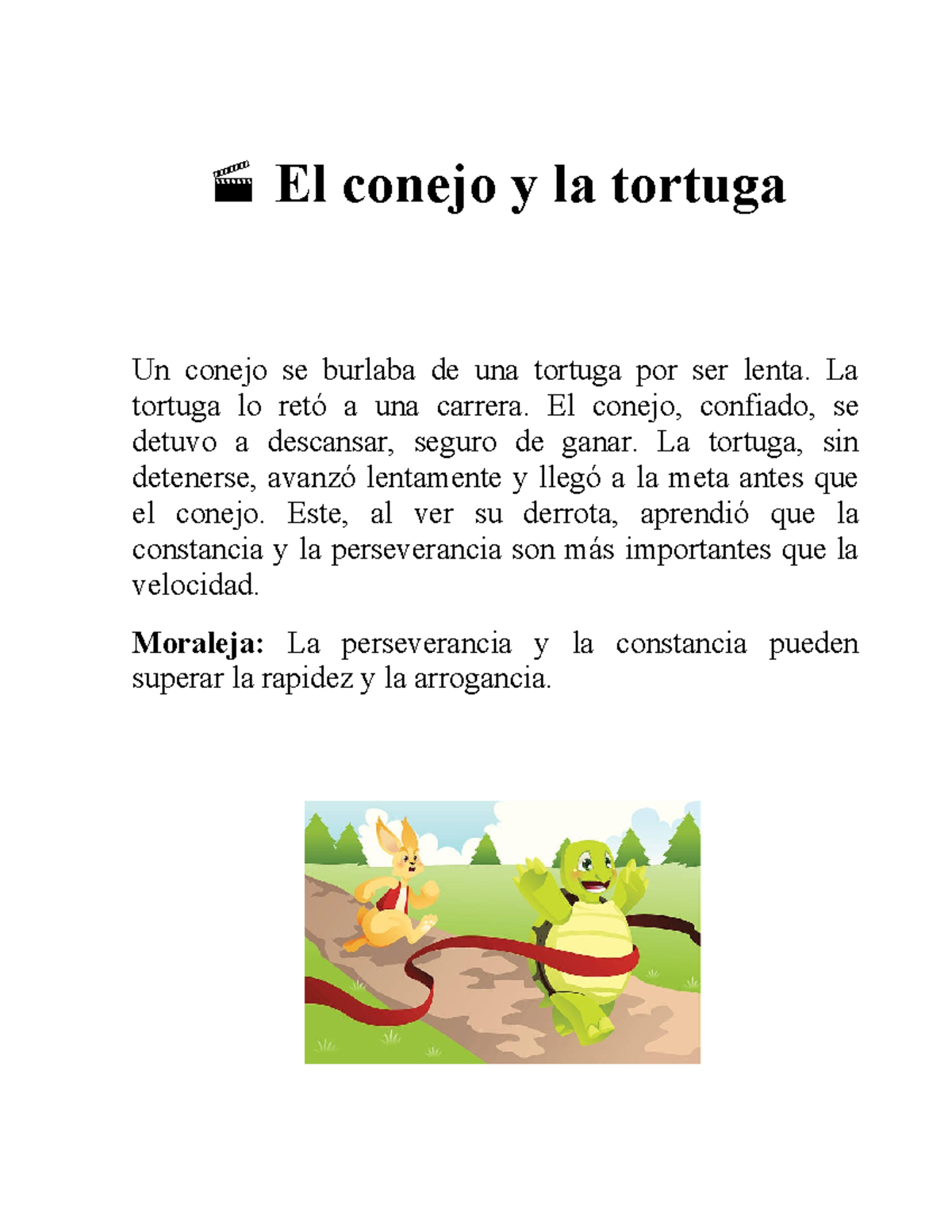 Cuentos - asdasdasd - El conejo y la tortuga Un conejo se burlaba de ...