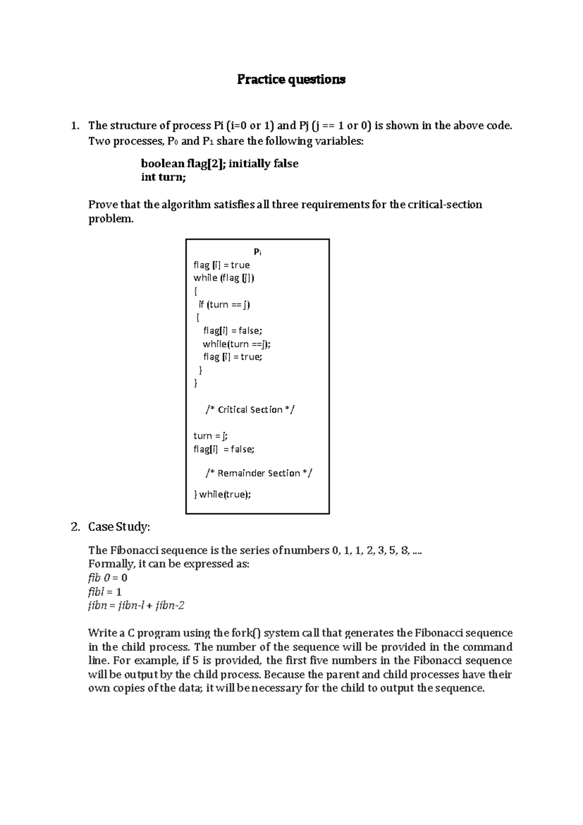 Operating System: Practice Questions - Practice questions The structure ...