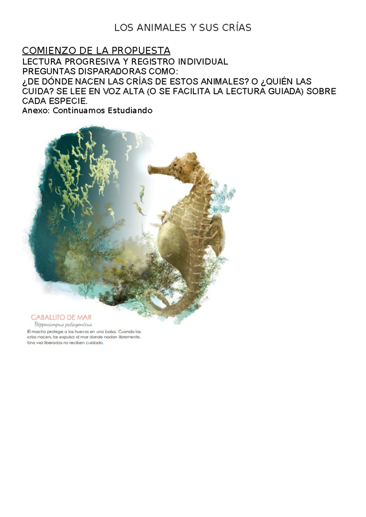 LOS ANIMALES Y SUS CRÍAS: PROYECTO DE LECTURA Y ESCRITURA - Studocu