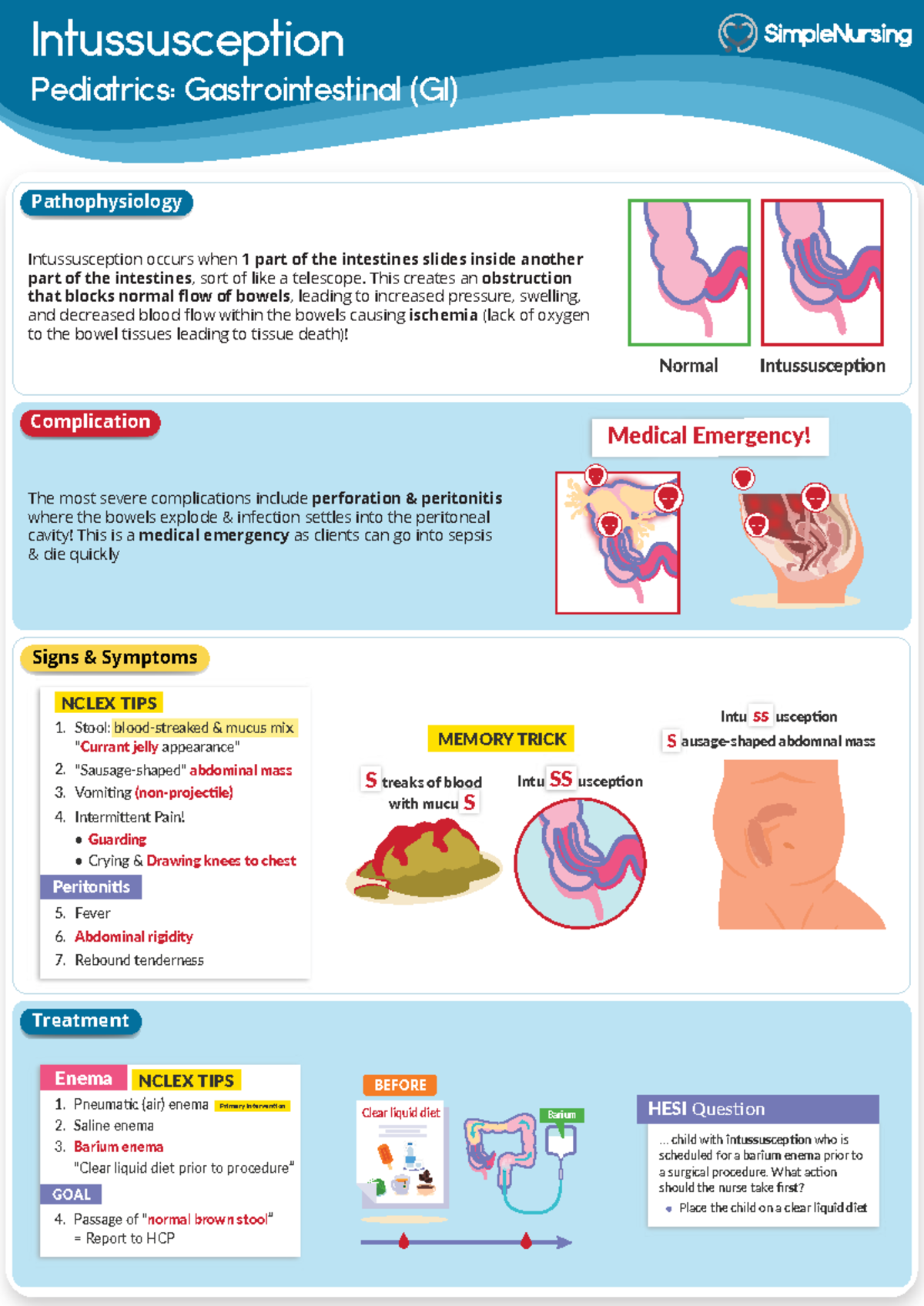 PEDS 5.0: Intussusception Overview & Key NCLEX Insights - Studocu
