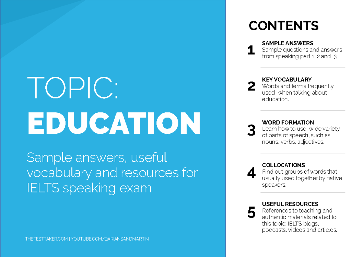 Education Sample Answers And Topic Vocabulary For Ielts