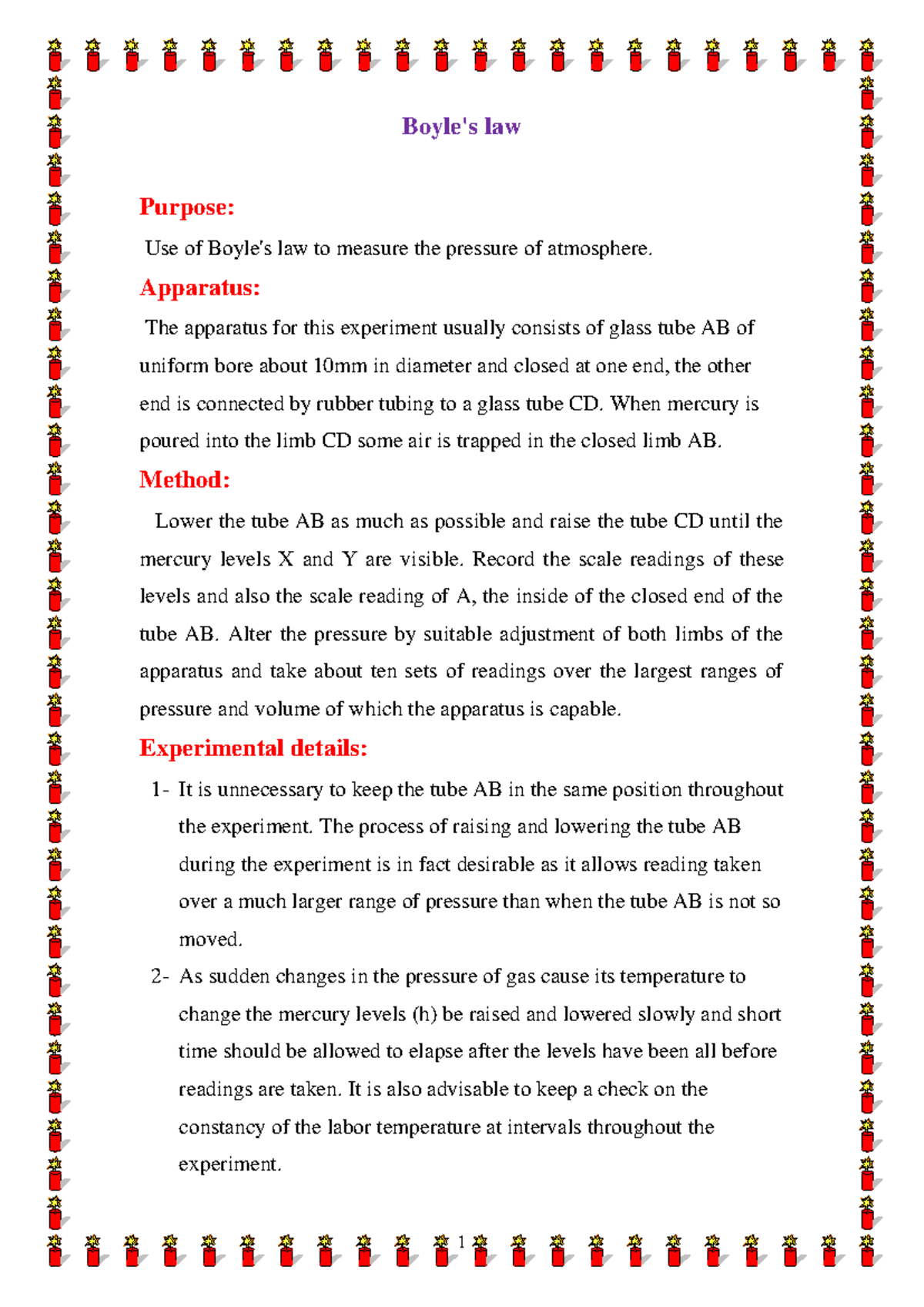 Boyle's Law Experiment: Measuring Atmospheric Pressure in Physics - Studocu