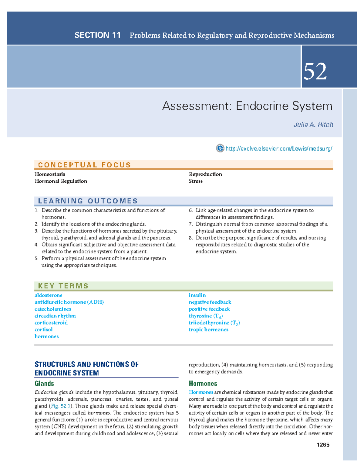 Endocrine System Assessment: Key Concepts and Learning Outcomes - Studocu