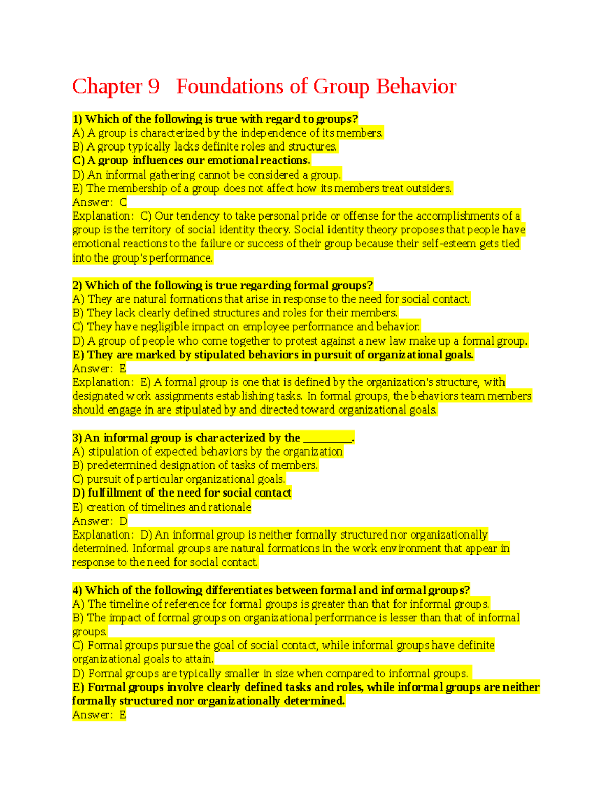 Chapter 9: Foundations of Group Behavior - Key Concepts and Theories ...