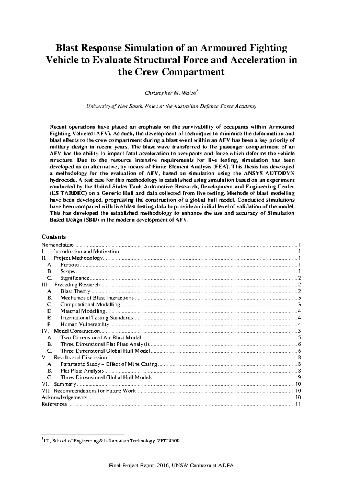 Simulation of Blast Response in Armoured Fighting Vehicles (AFV) - 2018 ...