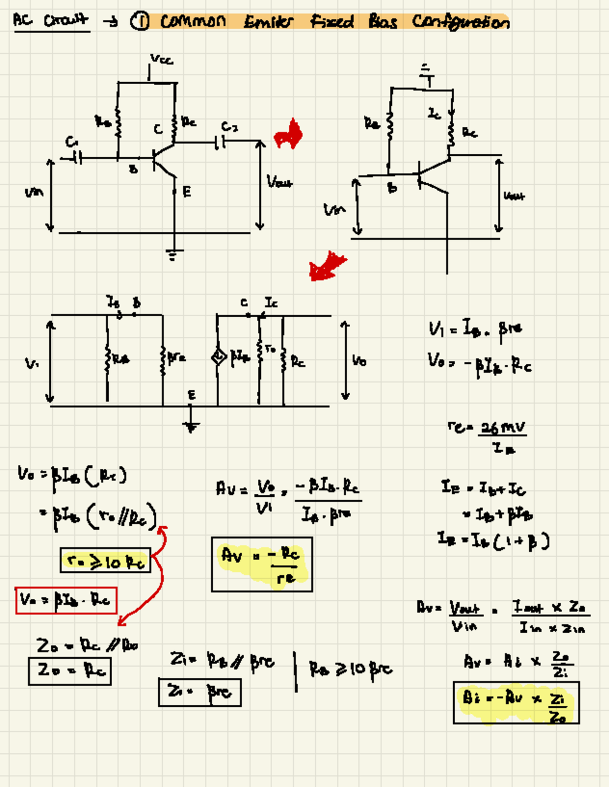 AC Analysis - yes - AC circuit 1 common Emites Fixed Bias Configuration ...