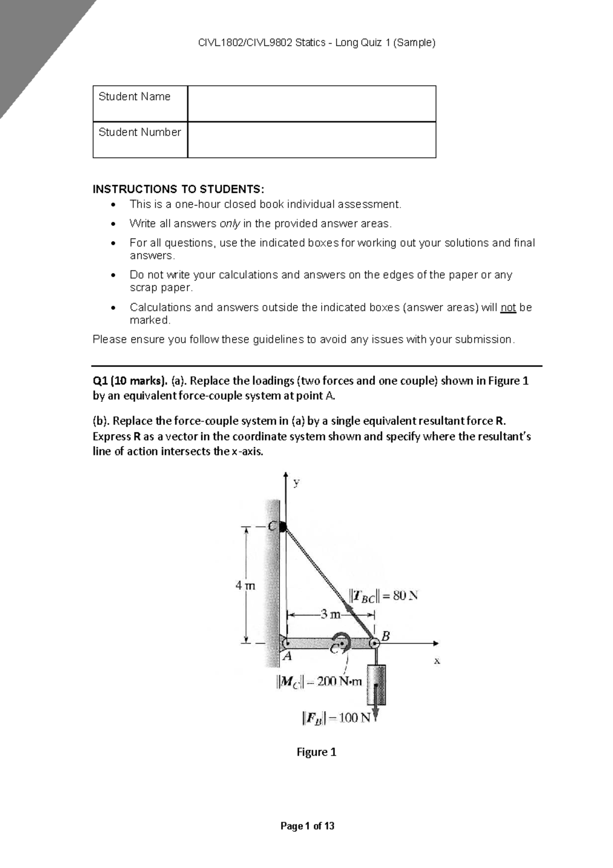 Long Quiz 1 Sample - Statics Practice Exam Material - Studocu