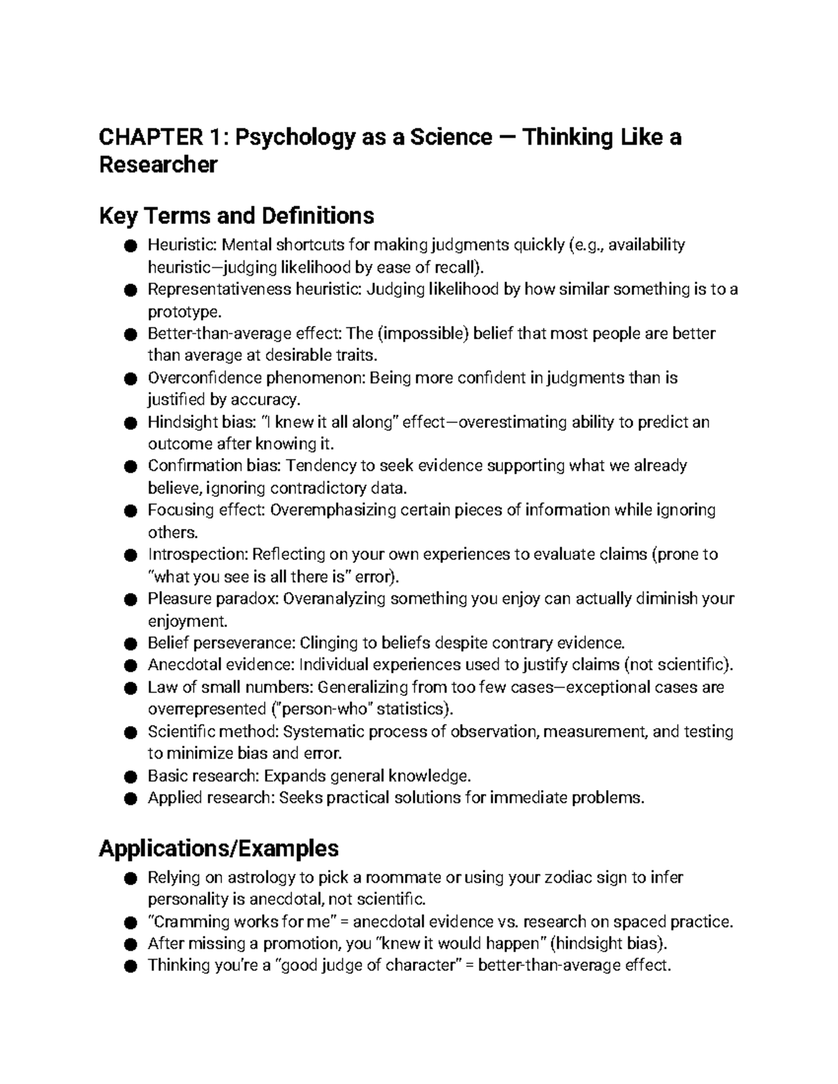 CHAPTER 1: Understanding Psychological Science - Key Terms ...