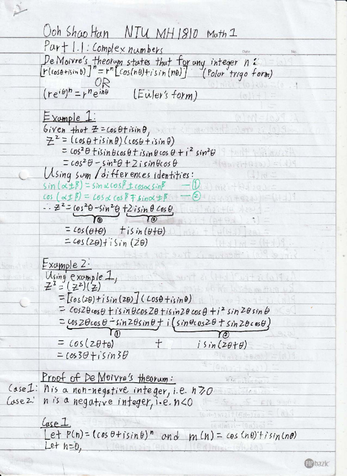MH1810 Complex Analysis Summary Notes - Studocu