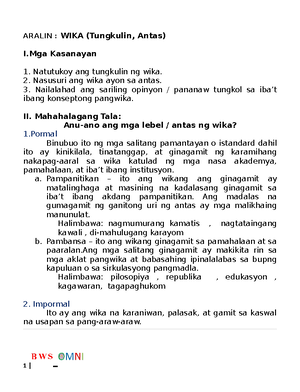 Module 3 - ARALIN 3: PANITIKAN NG IBA’T IBANG REHIYON Cordillera ...