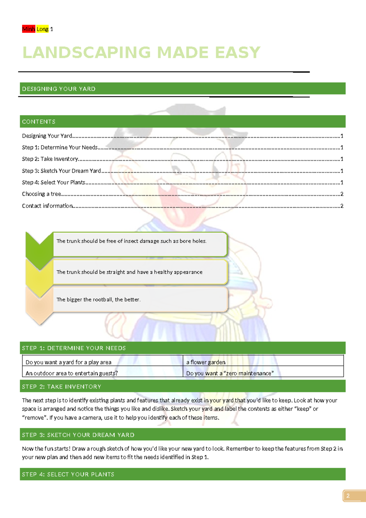 Project 4 - Landscaping Made Easy: Designing Your Yard Guide - Studocu